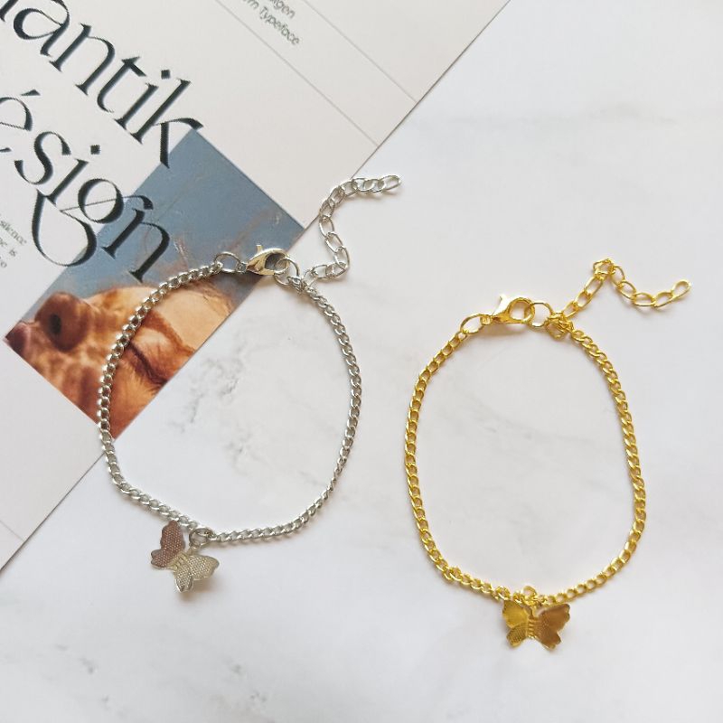 Jual Gelang Kupu-Kupu Emas dan Silver dengan Design Mewah Butterfly ...