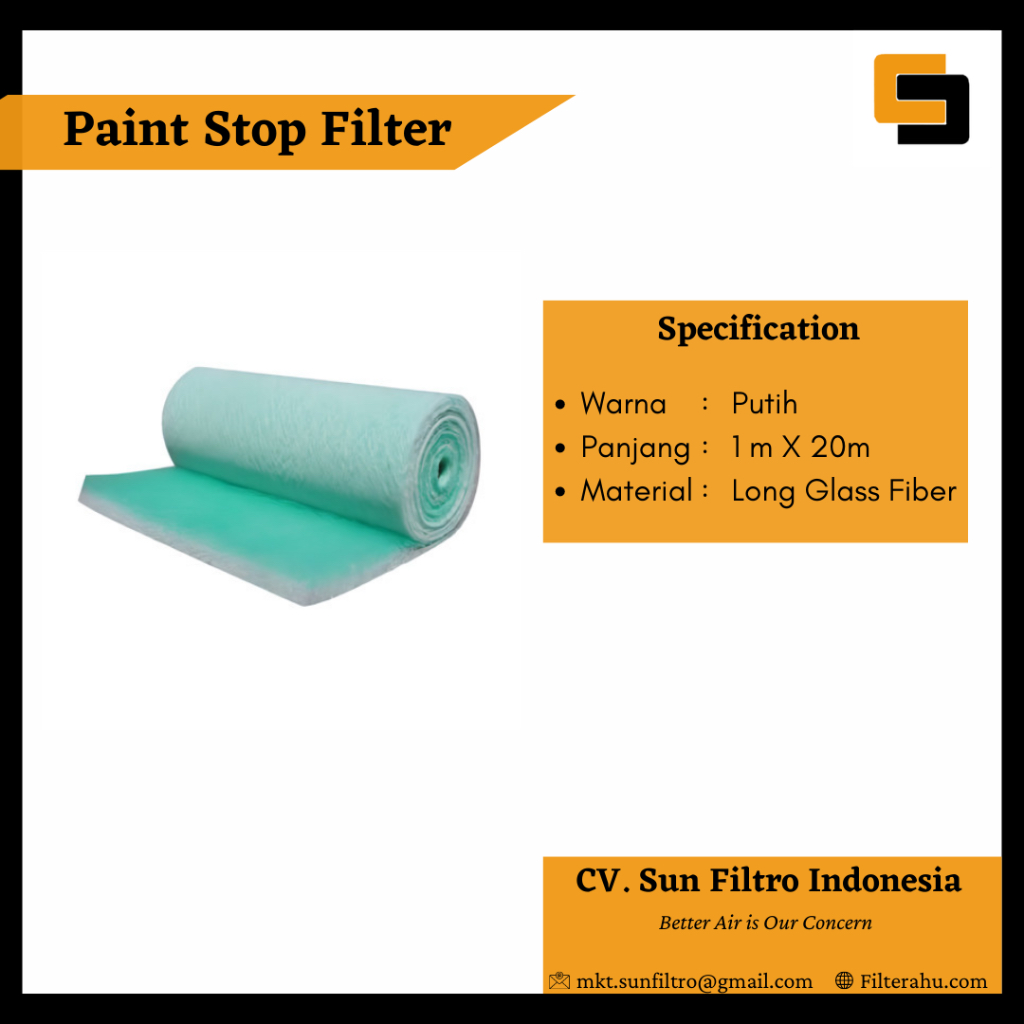 Jual Paint Stop Filter Spray Booth Fiber Glass 75cm X 20m x 50mm ...