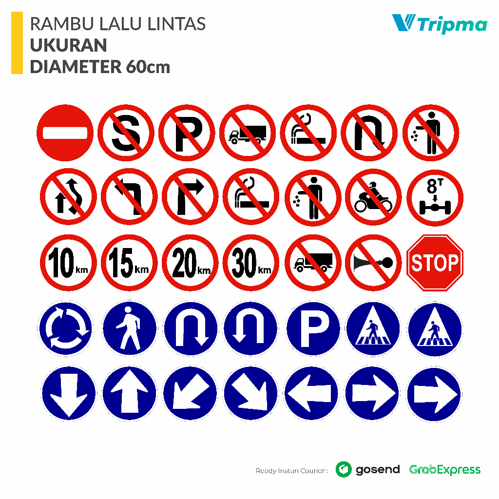 Jual Rambu Petunjuk Arah & Larangan - Lingkaran 60cm Plat Alumunium ...