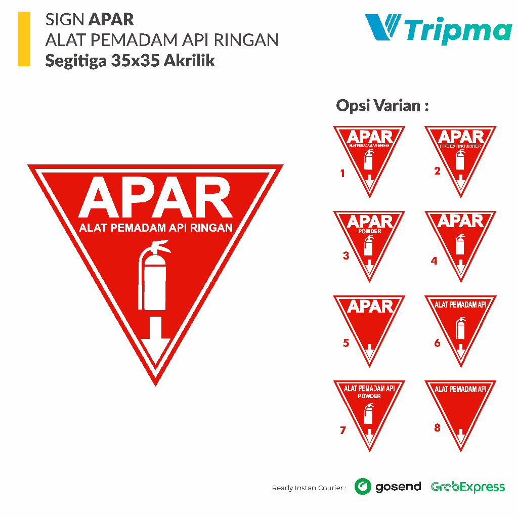 Jual Rambu Sign APAR Segitiga 35 cm x 35 cm Sticker Reflective/Plat ...