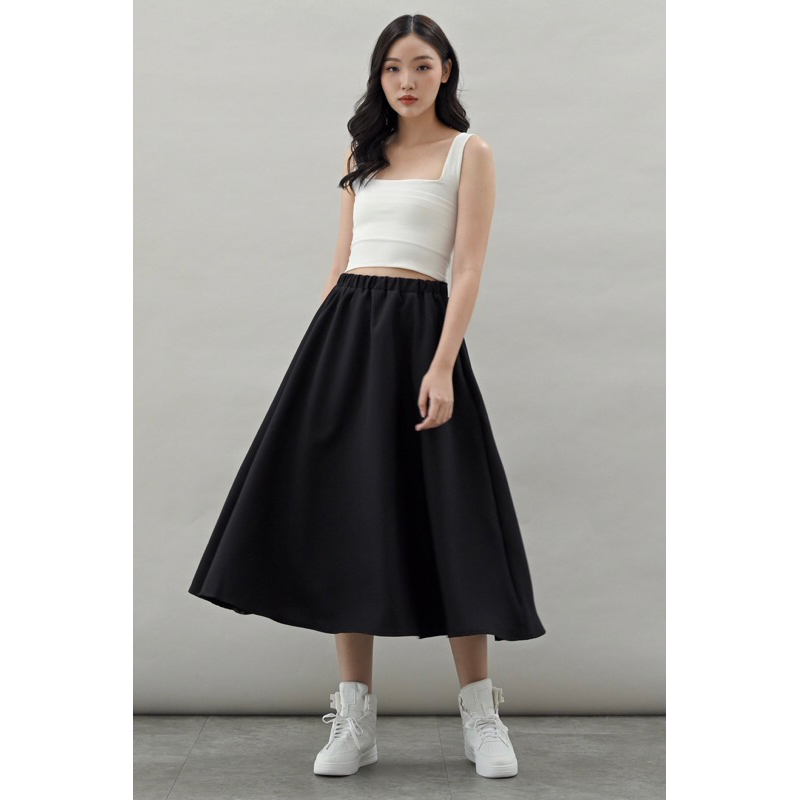 Jual YEOJI EUNHA LINEN LONGSKIRT/ ROK PANJANG WANITA KARET POLOS KERJA ...