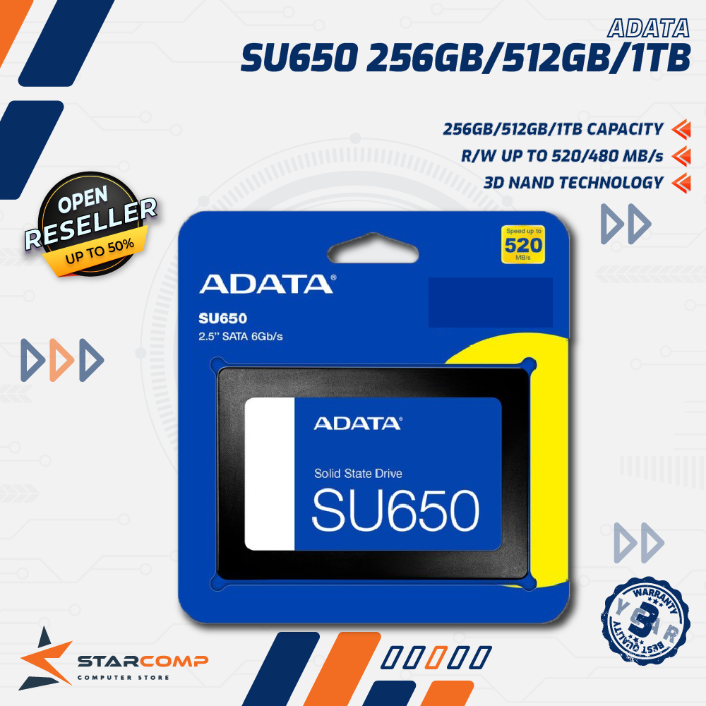 Jual Adata SU650 Ultimate 256GB / 512GB / 1TB 3D NAND SU 650 SATA III ...