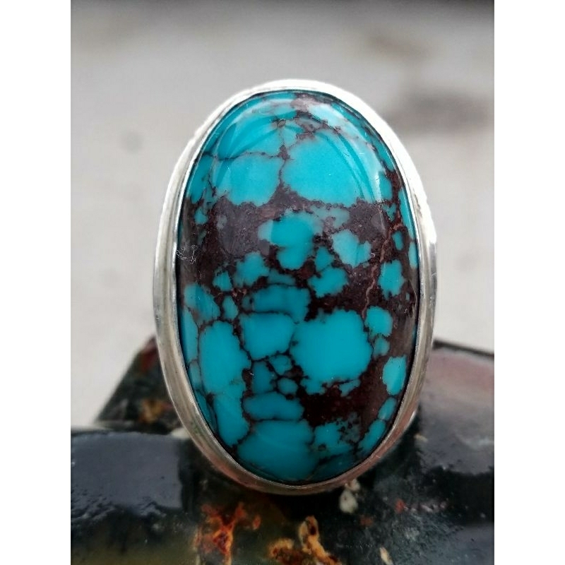 Jual pirus mesir urat merah turquoise ring perak | Shopee Indonesia
