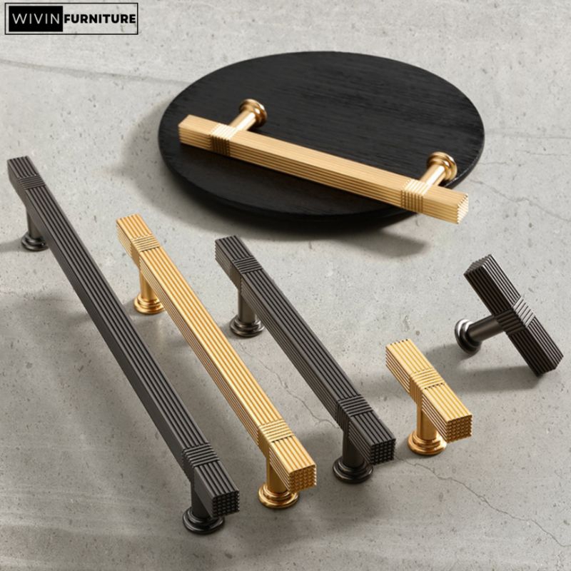 Jual W-13 Gold Black Stripes Handle Lemari Tarikan Laci Handle ...