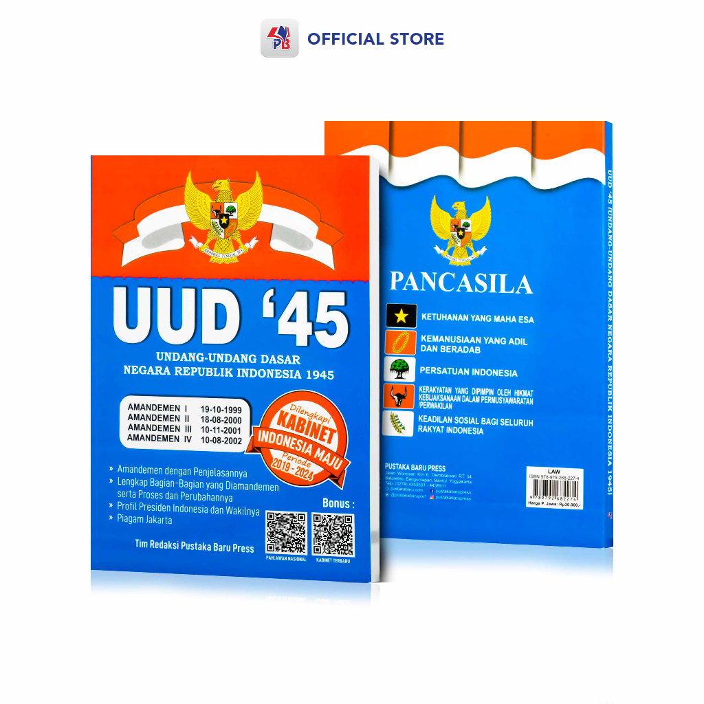 Jual UUD 1945 Dilengkapi Susunan Kabinet Terbaru (Ukuran Besar 14 x 20 ...