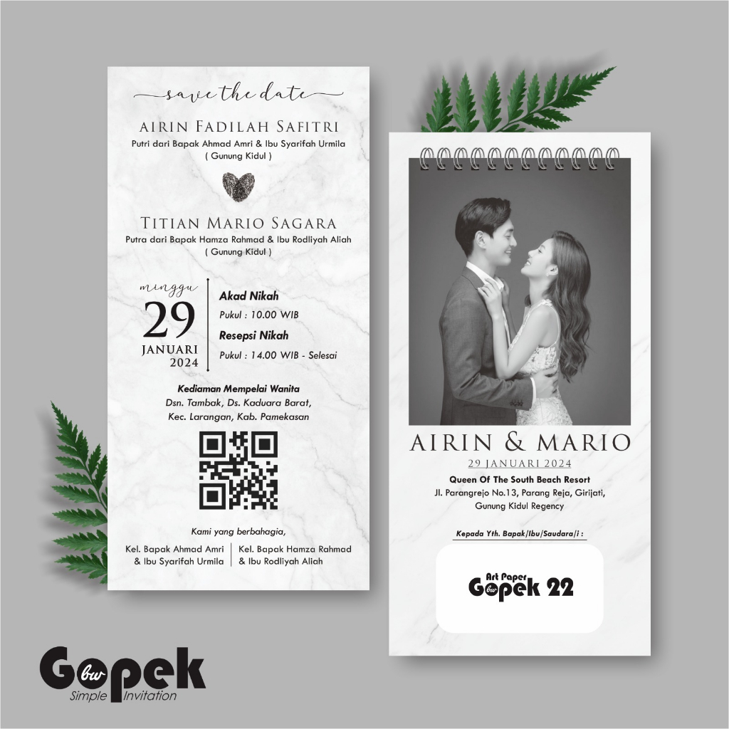 Jual UNDANGAN PERNIKAHAN SIMPLE - UNDANGAN NIKAH ELEGAN GOPEK BW ...