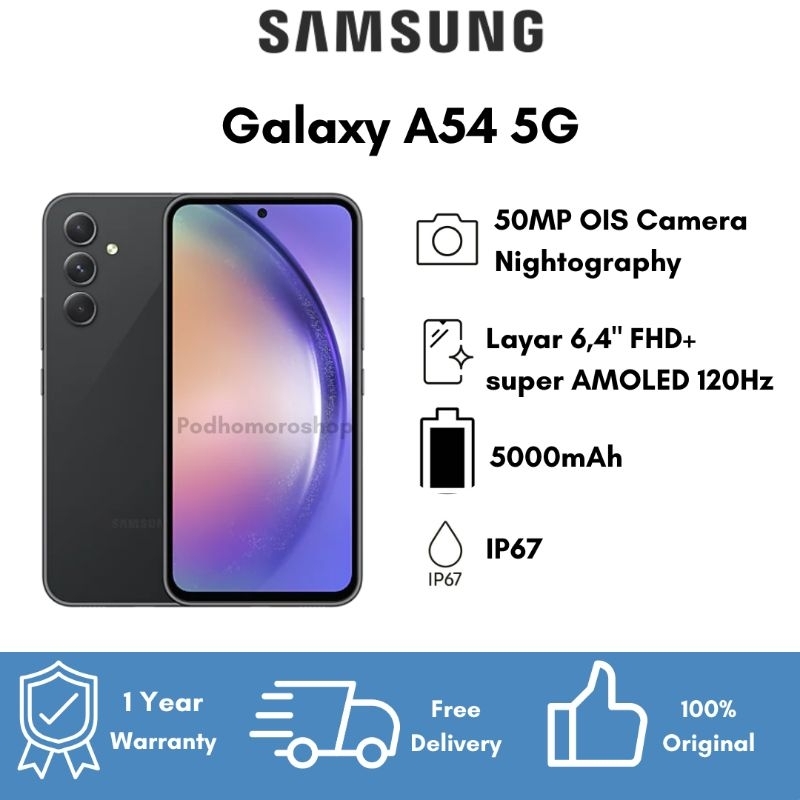 Jual Samsung Galaxy A54 5G 8/128GB - Awesome Graphite | Shopee Indonesia