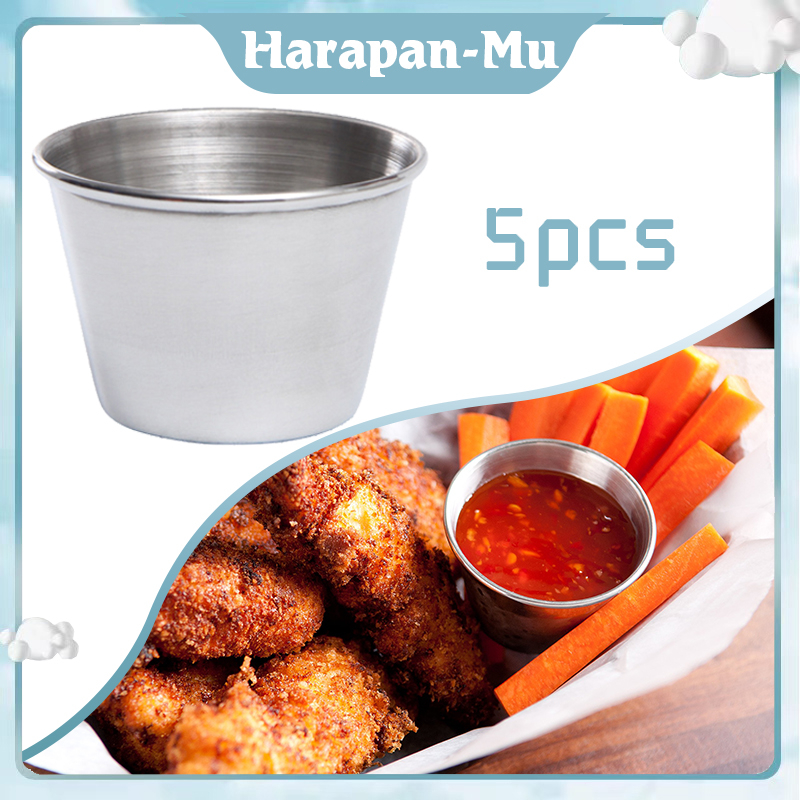 Jual 60ml Sauce Cup Stainless 5pcs/Set Condiment Sauce Cups Mini ...