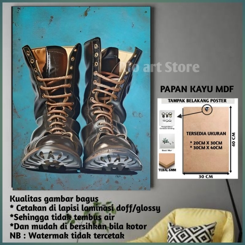 Jual Poster sepatu boot hiasan dinding atau wall dekor dengan bahan ...