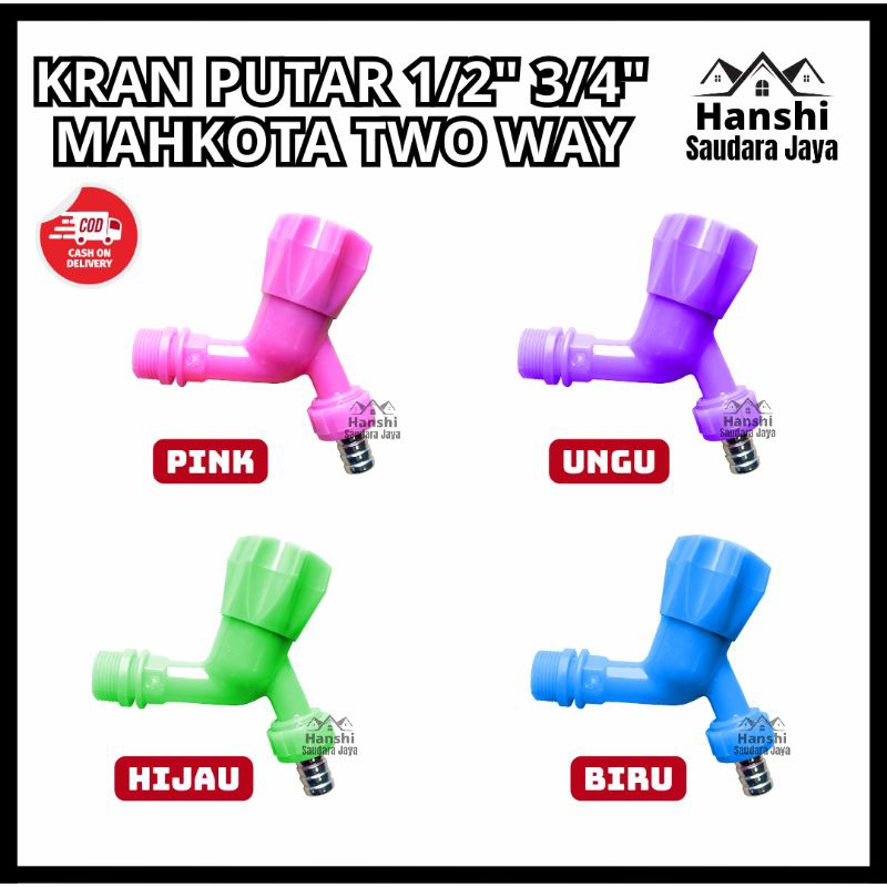 Jual Kran Air Tembok Putar Mahkota / Keran Air Plastik Pvc two way ...