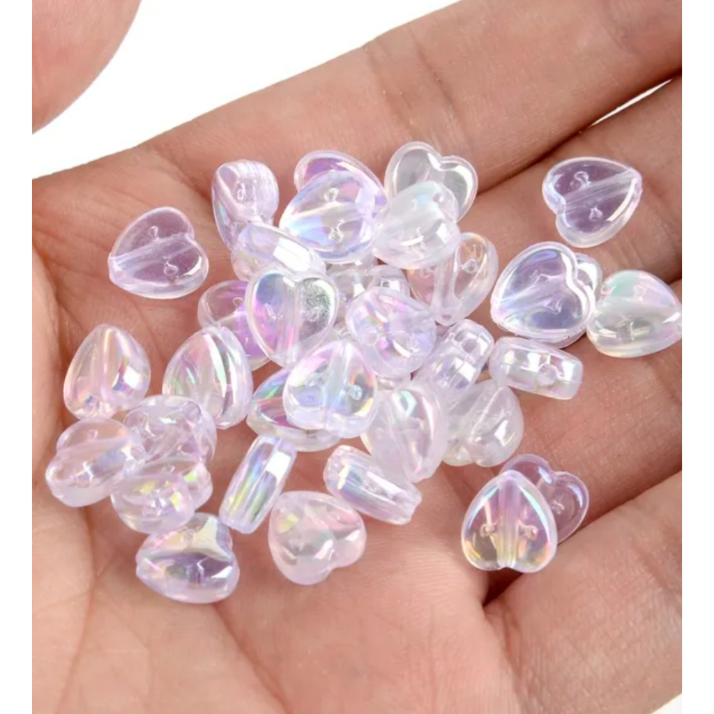 Jual (50 Pcs ) Manik Manik Love Putih Ab Mote Hati bahan Craft | Shopee ...