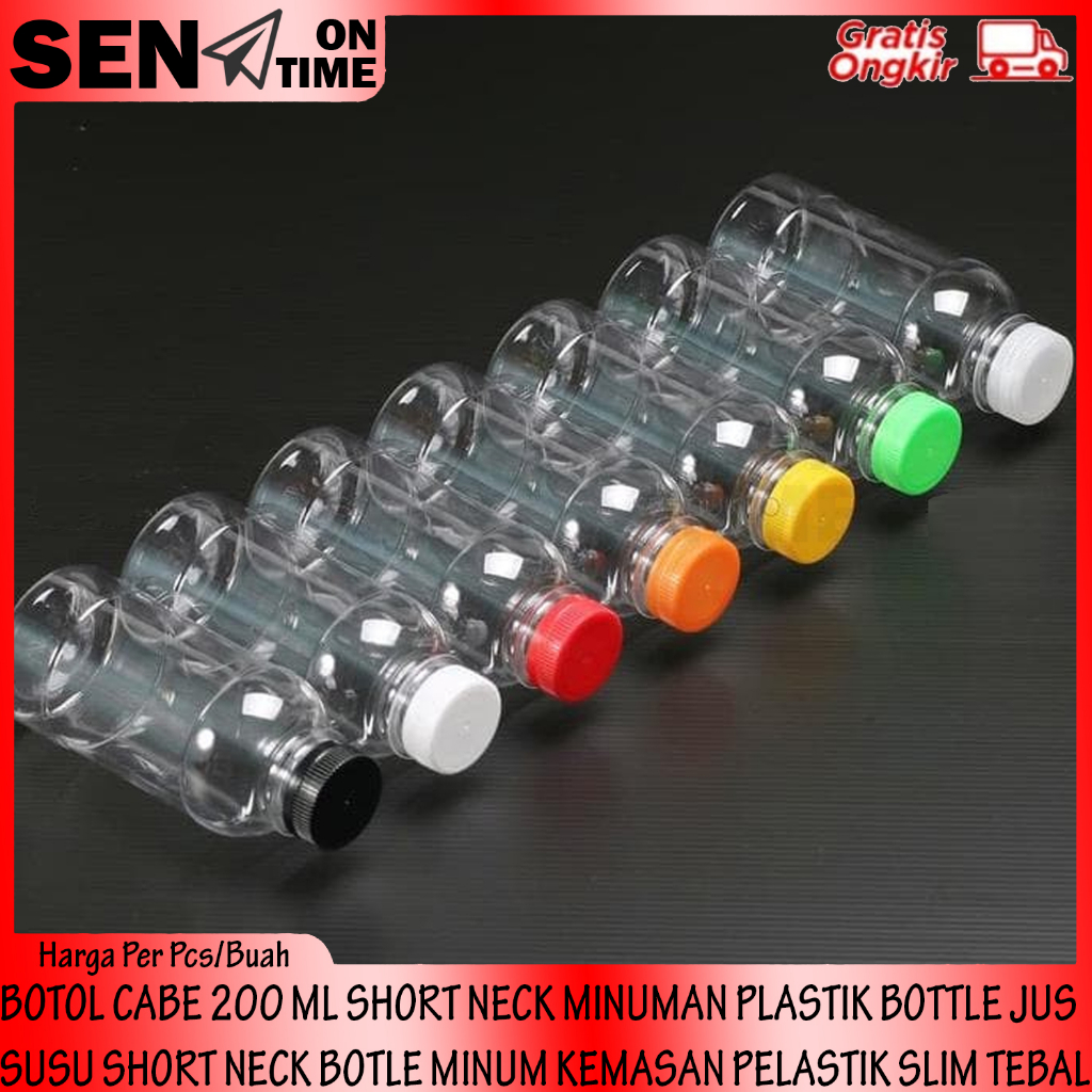 Jual BOTOL CABE PLASTIK 200 ML BOTTLE PELASTIK TUTUP SN BOTOLL AIR JUS ...