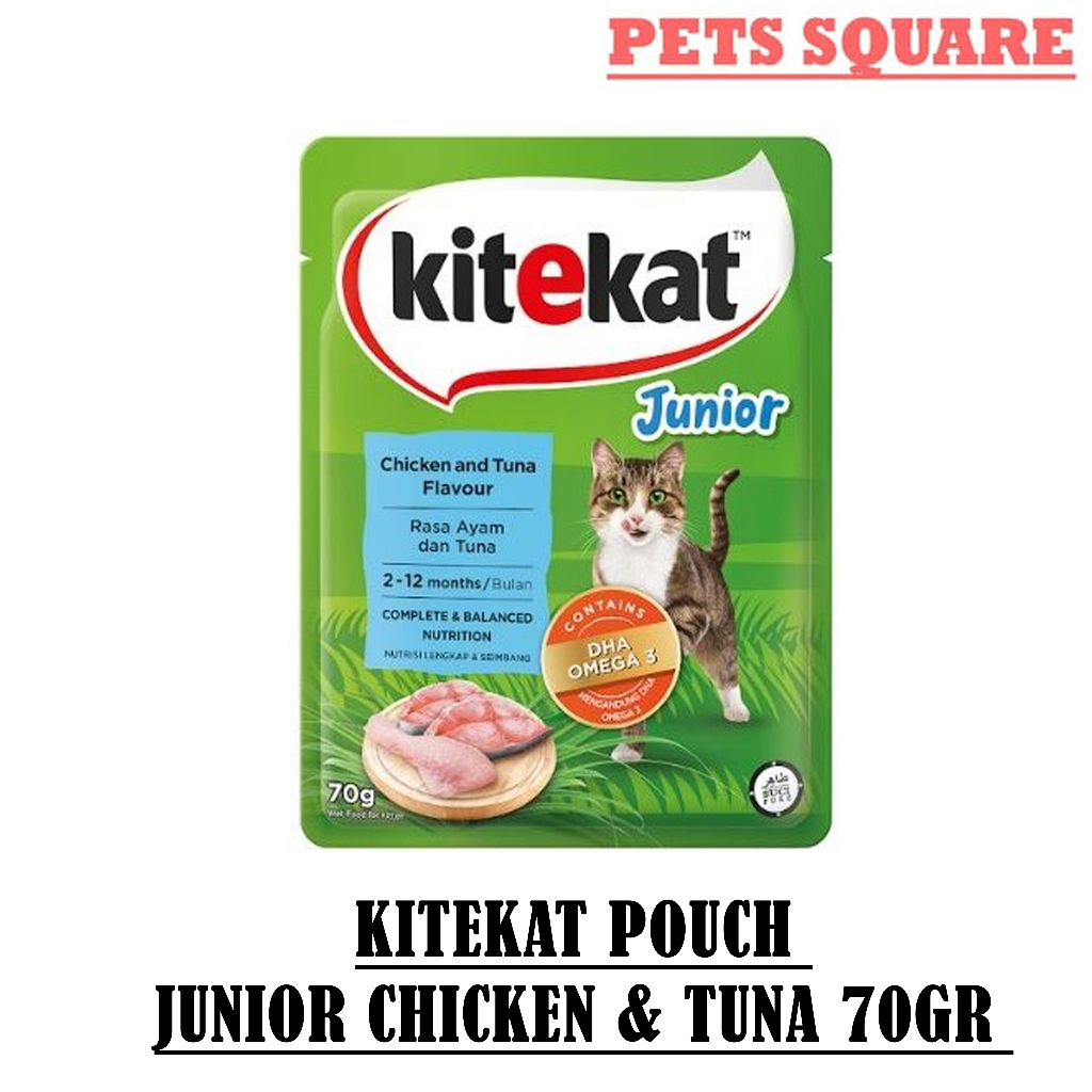 Jual KITEKAT POUCH JUNIOR CHICKEN & TUNA 70GR | Shopee Indonesia
