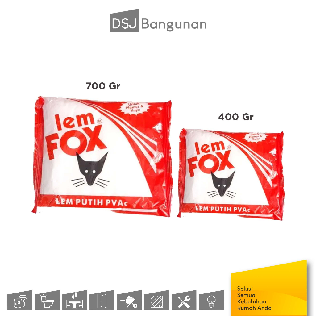 Jual Lem Fox Putih 400 gr 700 gr Lem Kayu PVAc Lem Plywood Lem ...
