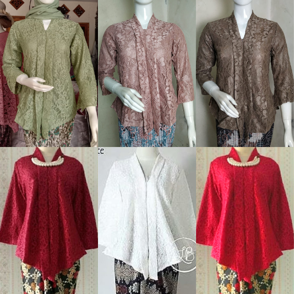 Jual Kebaya Modern Kutubaru Floy Brukat JUMBO Atasan Kebaya Brokat Lace Rosegold dan Sage Green ...