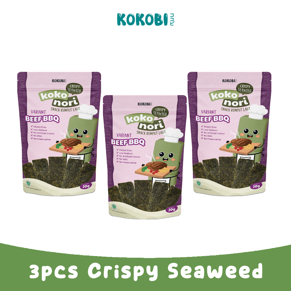 Jual KOKOBI Koko Nori Crispy Seaweed Snack Beef BBQ - Bundling 3pcs ...
