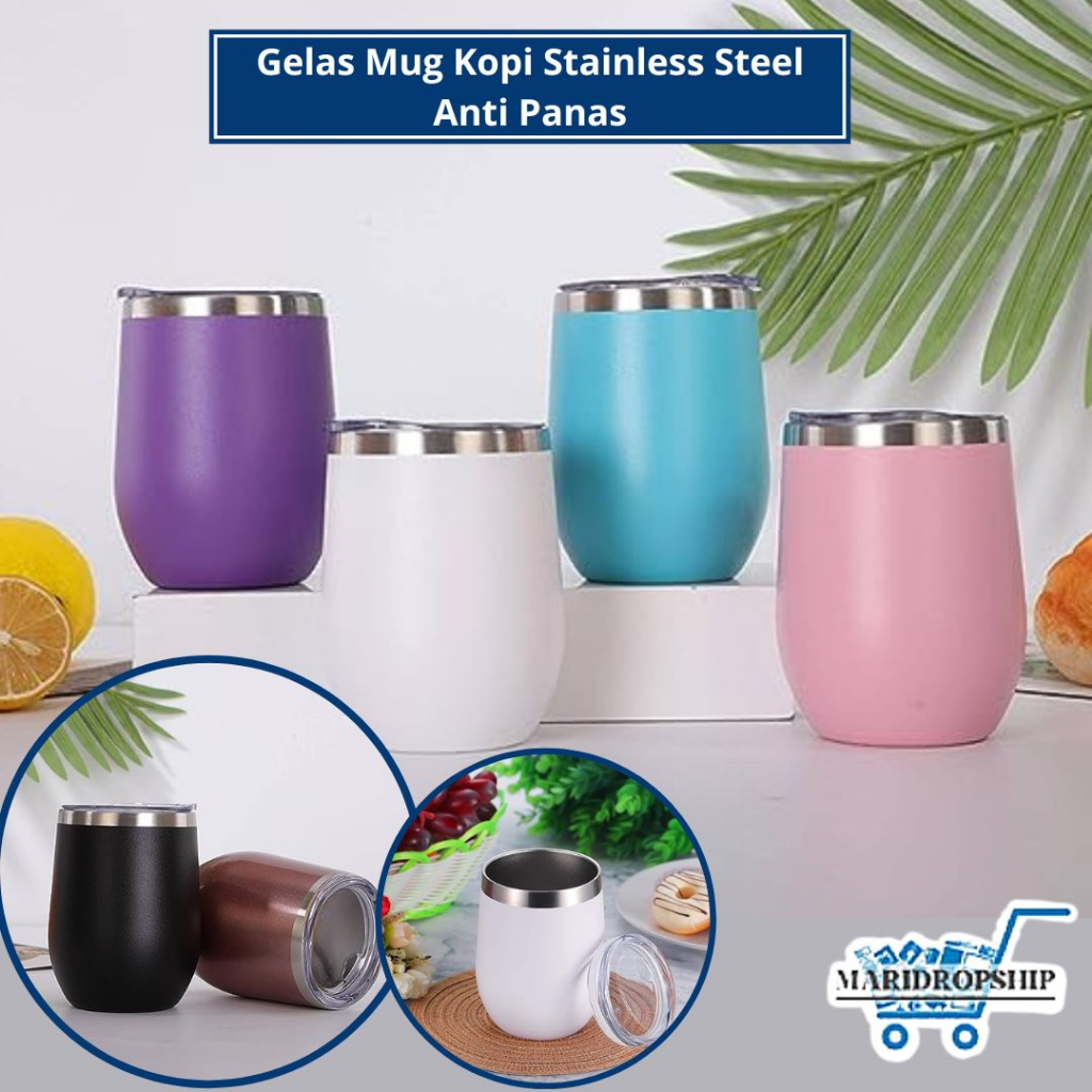 Jual GELAS CANGKIR MUG KOPI STAINLESS STEEL DOUBLE WALL ANTI PANAS ...