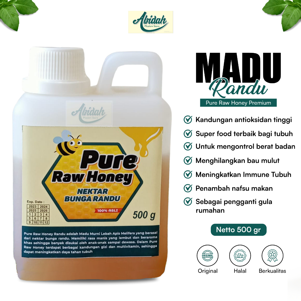 Jual Madu Randu 500 gram Murni Asli 100% Alami Premium Pure Raw Honey ...
