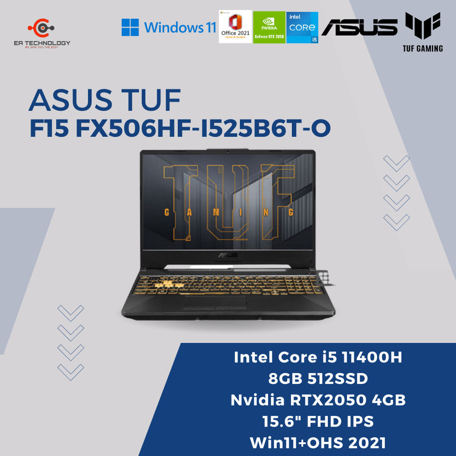 Jual ASUS TUF F15 FX506HF-I525B6T-O i5-11400H 8GB 512SSD RTX2050 4GB OHS | Shopee Indonesia