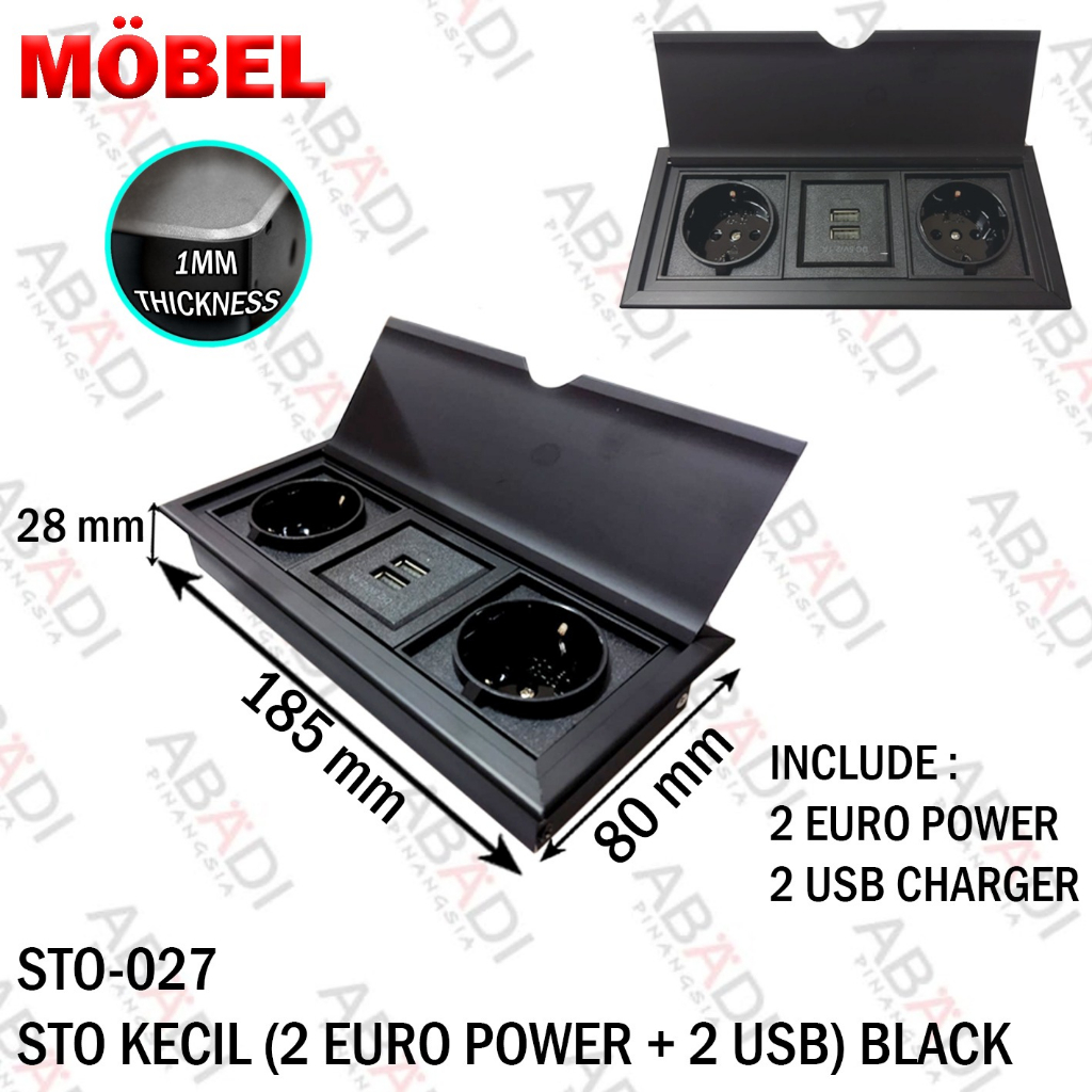 Jual Box Stop Kontak Buka Tutup Soket Socket Pop-Up 2 EURO Power + 2 ...