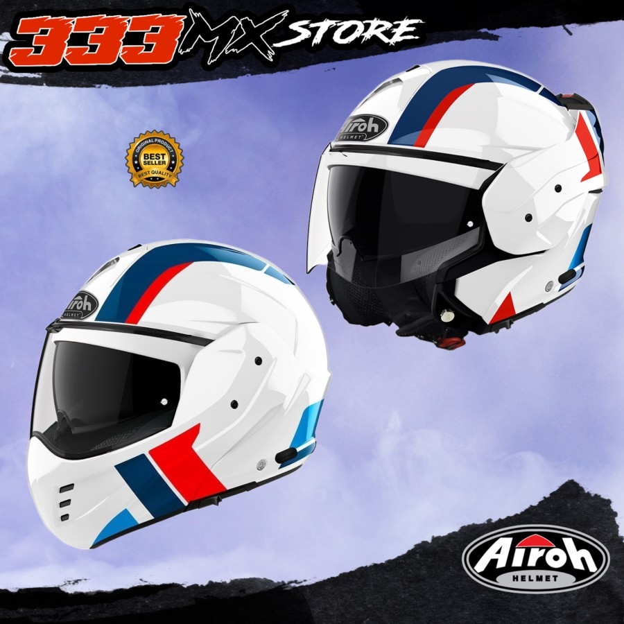Jual AIROH MATHISSE Explore Blue Gloss Modular Helm AIROH Adventure ...