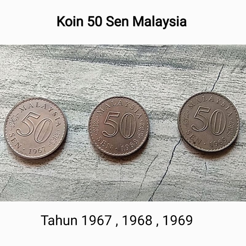 Jual Koin 50 Sen Malaysia Tahun 1967 1968 1969 | Shopee Indonesia