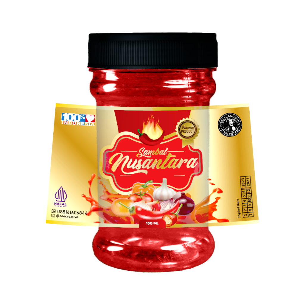 Jual Cetak Stiker Sambal Label Toples Botol Kemasan 150 gram Bisa ...