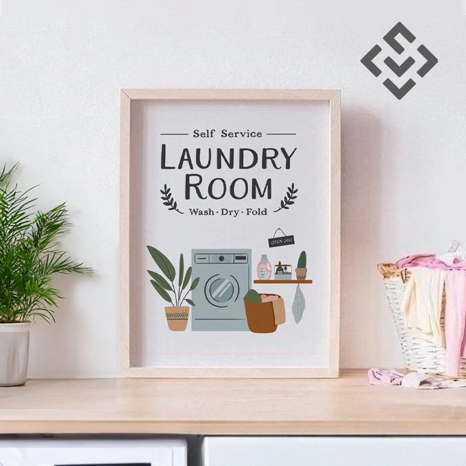 Jual Pajangan Dinding Laundry Dekorasi Dinding Aesthetic Pigura Kayu