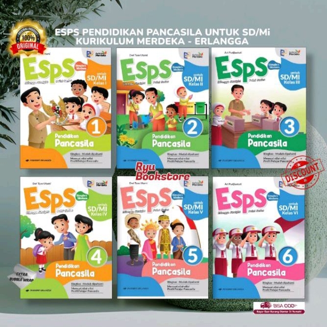 Jual ESPS Pendidikan Pancasila Kelas 1,2,3,4,5,6 SD/MI Kurikulum Merdeka - ERLANGGA | Shopee ...