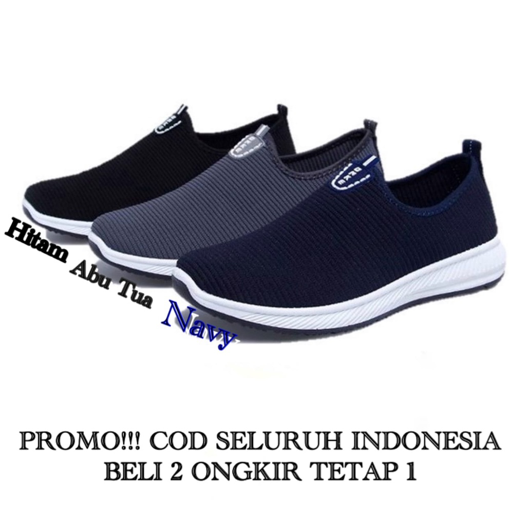Jual Sepatu Slip on Pria Wanita Sepatu Onke Sport Motif Polos Slip On ...
