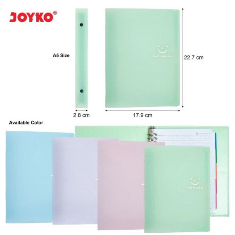 Jual MAP BINDER JOYKO SMILE EVERYDAY PASTEL COLOR A5 | Shopee Indonesia
