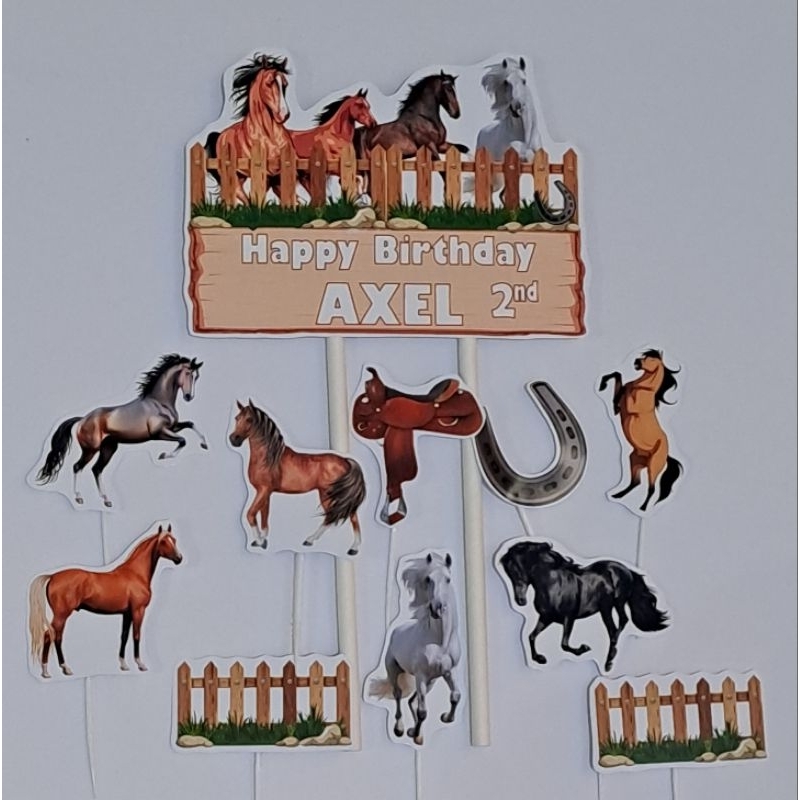 Jual TOPPER CAKE GAMBAR KUDA BISA CUSTOM NAMA | Shopee Indonesia