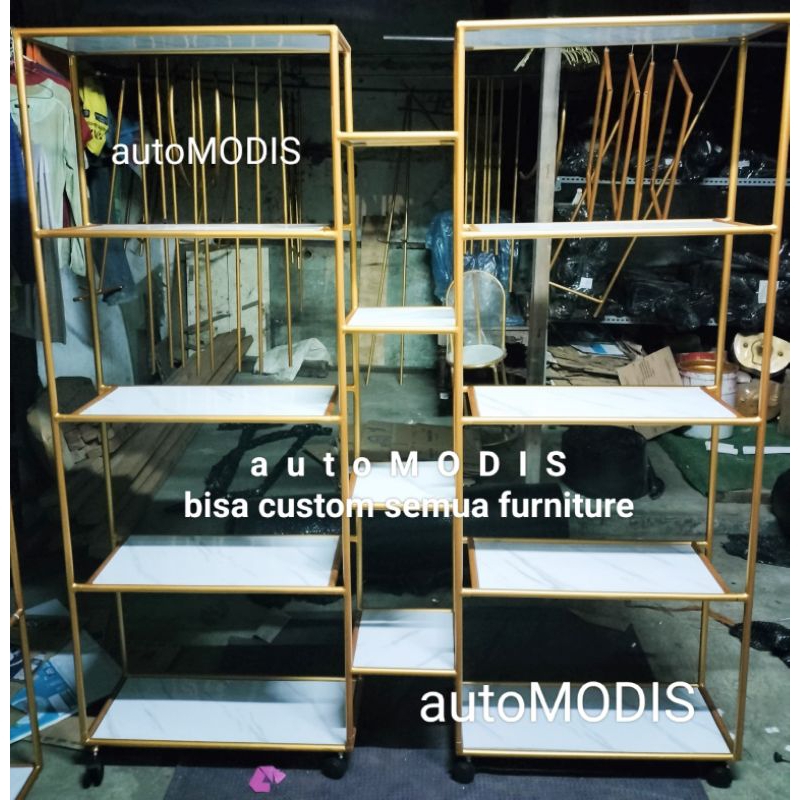 Jual RAK BESAR RUANG TAMU BUKU PARTISI EMAS SEKAT RUANGAN FURNITURE ...