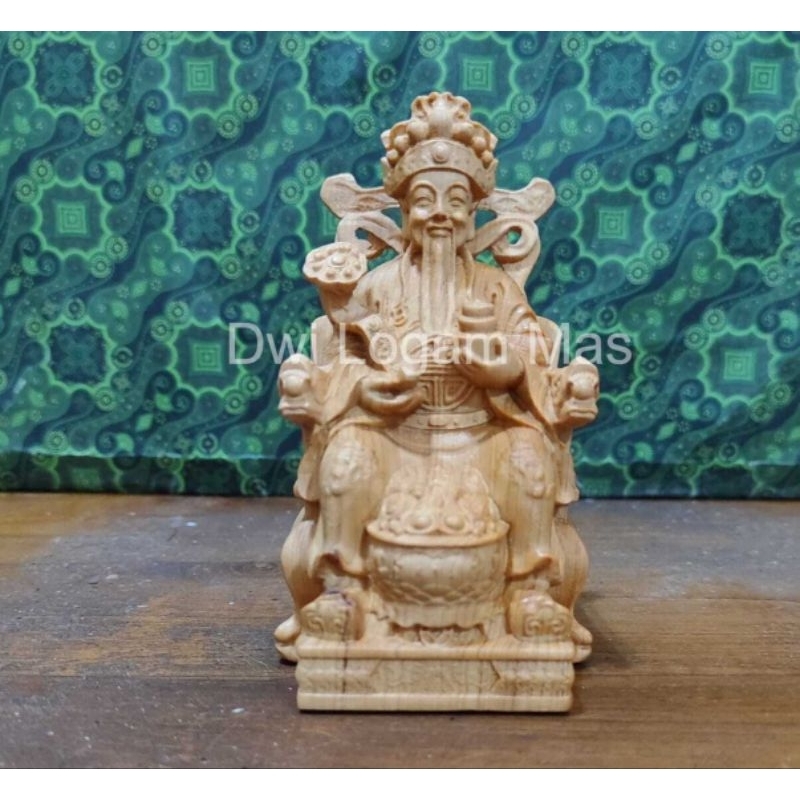 Jual Patung Dewa Rejeki Cai Shen Duduk ukiran kayu seniman China 11 cm ...