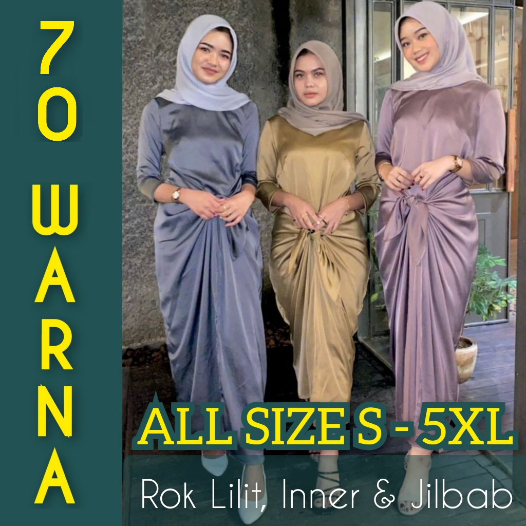 Jual One Set 3in1 (Wrap Skirt+Bloues+JIlbab) JUMBO 5XL 4XL 3XL XXL XL L M S | Ready 70 Pilihan ...