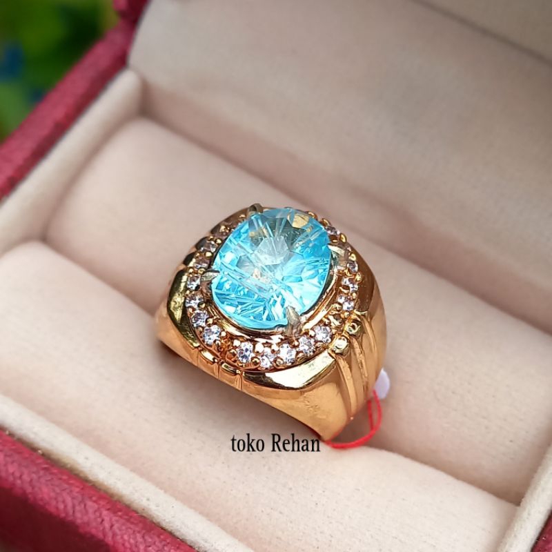 Jual SUPER MEWAH CINCIN BATU BLUE TOPAZ ASLI BATU ALAM | Shopee Indonesia
