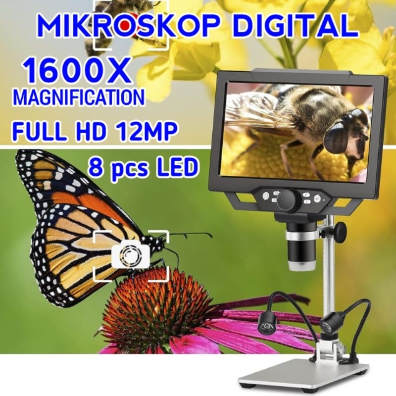 Jual Mikroskop Digital Microscope 1600X 12MP Monitor & Metal Stand ...