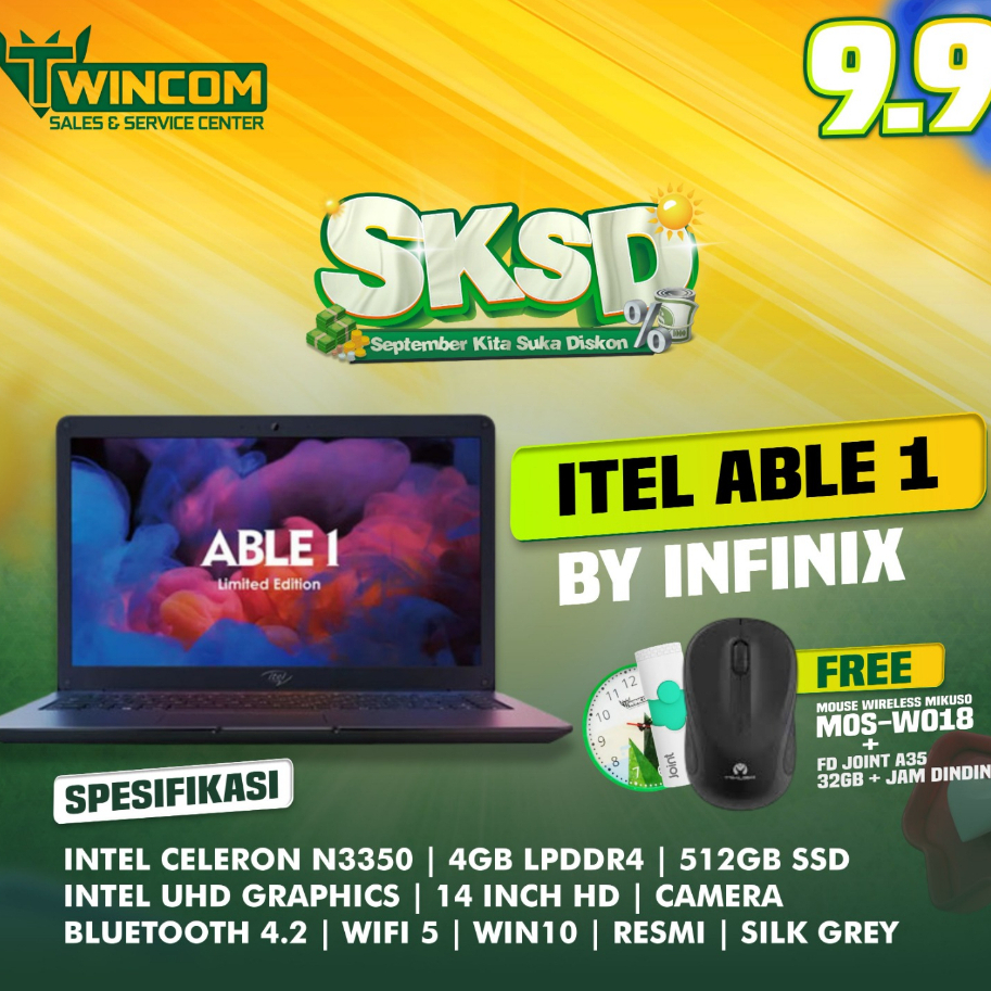 Jual LAPTOP ITEL ABLE 1 BY INFINIX LAPTOP BARU 2 JUTAAN TERBAIK BRAND ...