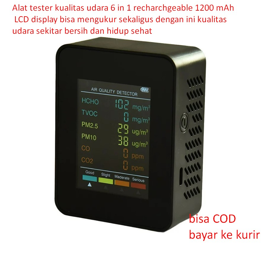 Jual Alat tester kualitas udara 6 in 1 recharchgeable 1200 mAh LCD ...