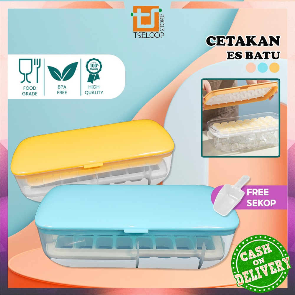 Jual OFM-C873 Cetakan Es Batu Mode Tekan Press Dengan Wadah Free Sendok ...