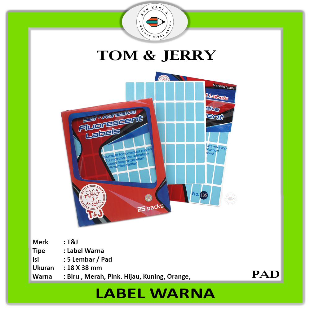 Jual TOM & JERRY - Label T & J No.108 warna , Label No.108 warna -Pad ...