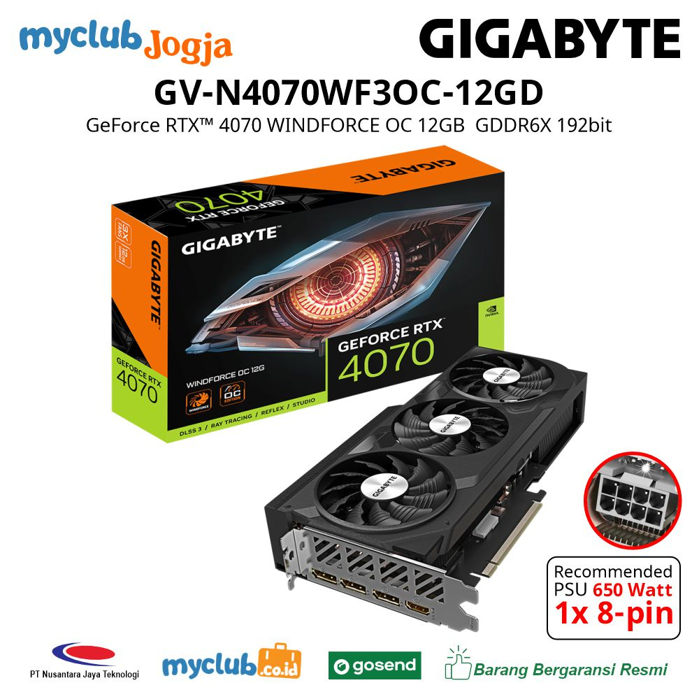 Jual GIGABYTE GeForce RTX 4070 WINDFORCE OC 12GB GDDR6X 192 bit GV ...