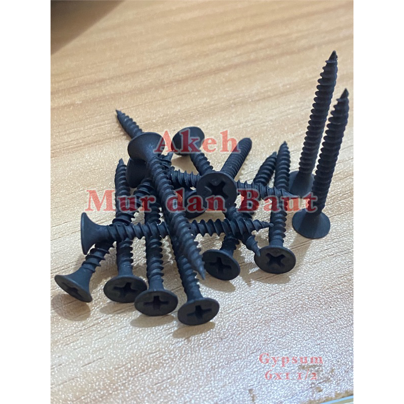 Jual Skrup Gypsum 6x1 1/2 Hitam/ Sekrup gipsum 6x1 1/2 Murah (4CM) | Shopee Indonesia