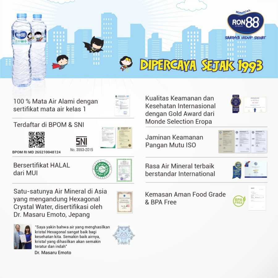 Jual Air Mineral Ron 88 Elite Baby Mini Botol Pet - 240 ml (Kemasan 6 ...