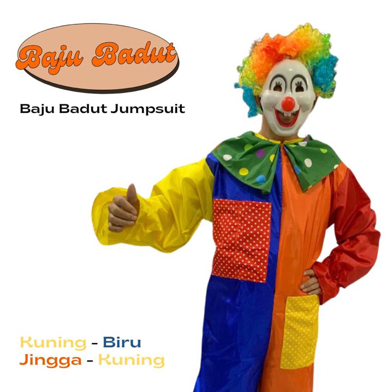 Jual Baju Badut One set + Wig + Topeng | Shopee Indonesia