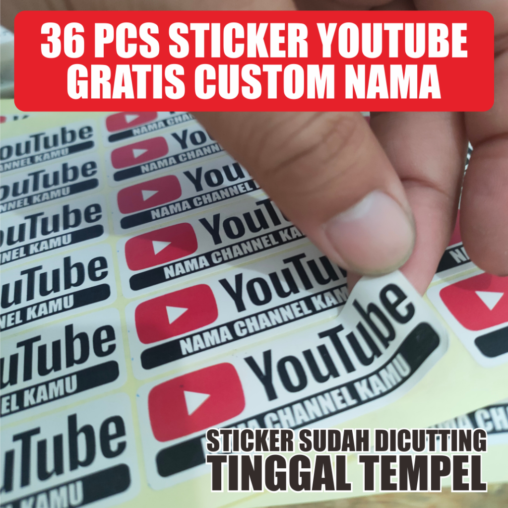 Jual Sticker Youtube Custom Nama Channel Isi 36 pcs | Shopee Indonesia