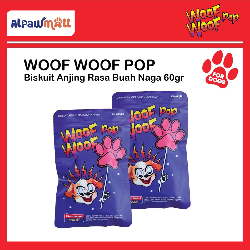 Jual AlpawMall Woof Woof Pop - Biskuit Anjing Rasa Buah Naga Asli 60gr ...