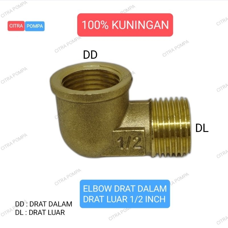 Jual ELBOW KUNINGAN DRAT DALAM DRAT LUAR 1/2 INCH | Shopee Indonesia