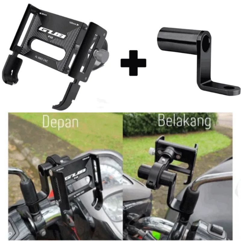 Jual GUB P30 Phone Holder + Bracket Breket Spion Motor Nmax Pcx Adv Vario Beat Scoopy Genio ...