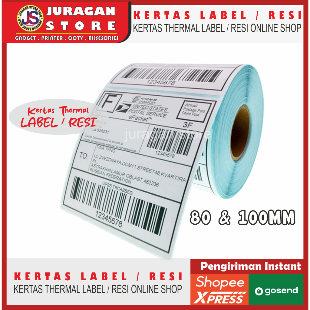 Jual Kertas thermal Label RESI Online Shop Direct Thermal | Shopee ...